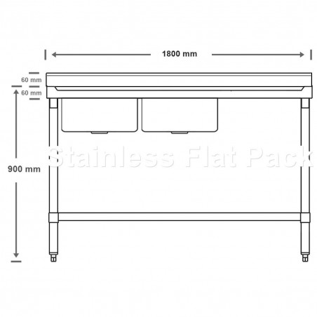 stainless steel sink - 1800 x 600 mm