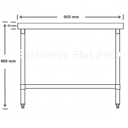 Stainless Steel Bench 900mm W x 600mm D