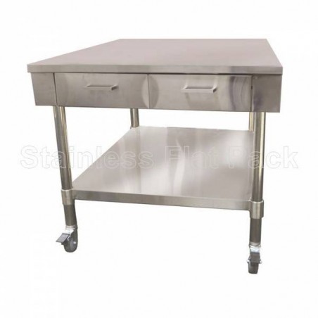 Mobile Stainless Steel Bench With 2 Drawers