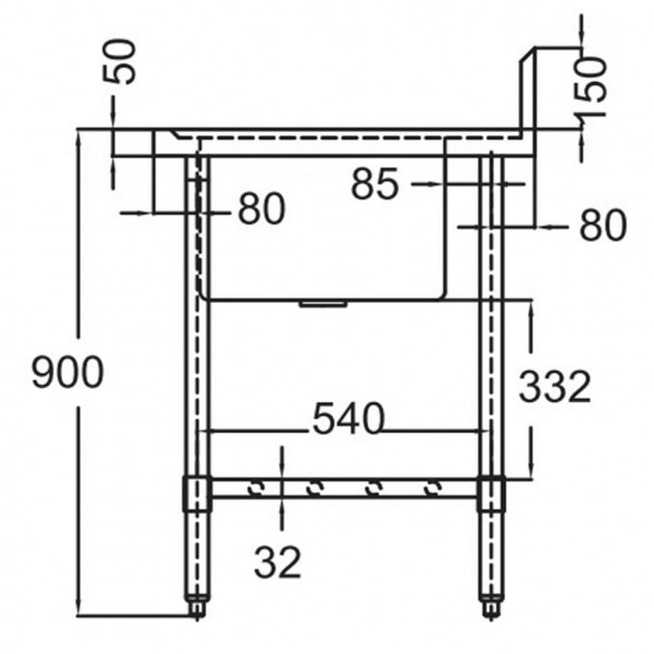Stainless Steel Sink Bench 600 W x 600 D with Single Centre Bowl and ...