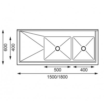 stainless steel sink - 1500 x 600 mm