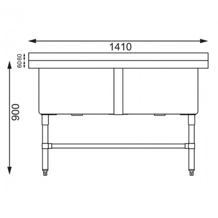 Stainless Steel Double Pot Sink - 2 x 100 Litre Capacity Bowls