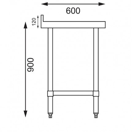 Stainless Bench 900 W x 600 D x 900 H with Splashback