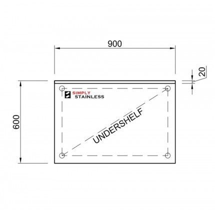 Simply Stainless Splashback Bench 900 W x 600 D x 900 H mm