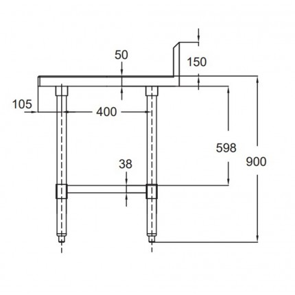 Stainless Steel Bench 1500mm W x 600mm D with Splashback