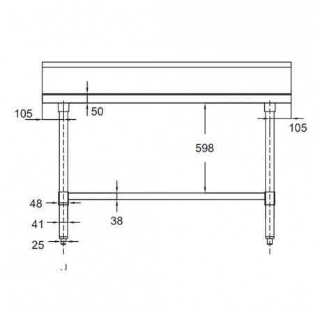 Stainless Steel Bench 1200mm W x 700mm D with Splashback