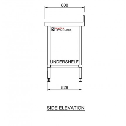 Simply Stainless Splashback Bench 2400 W x 600 D x 900 H mm