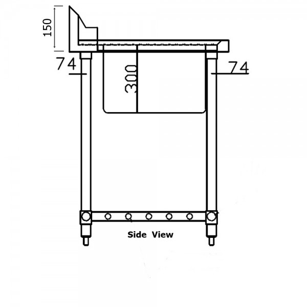 Dishwasher bench 1800mm length. Left side dishwasher sink bench.