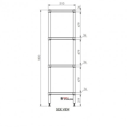 Stainless Steel 4 Tier Shelving Unit