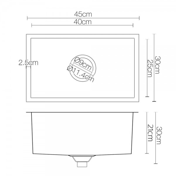 Cefito 450 x 300mm Stainless Steel Kitchen Sink