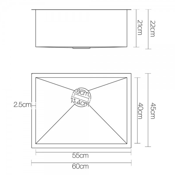 Cefito 600 x 450mm Stainless Steel Kitchen Sink