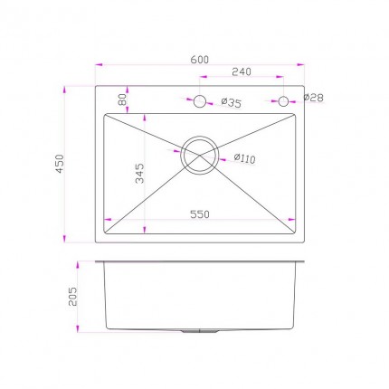Cefito Stainless Steel Kitchen Sink 600x450MM SIngle Bowl Sinks Laundry ...