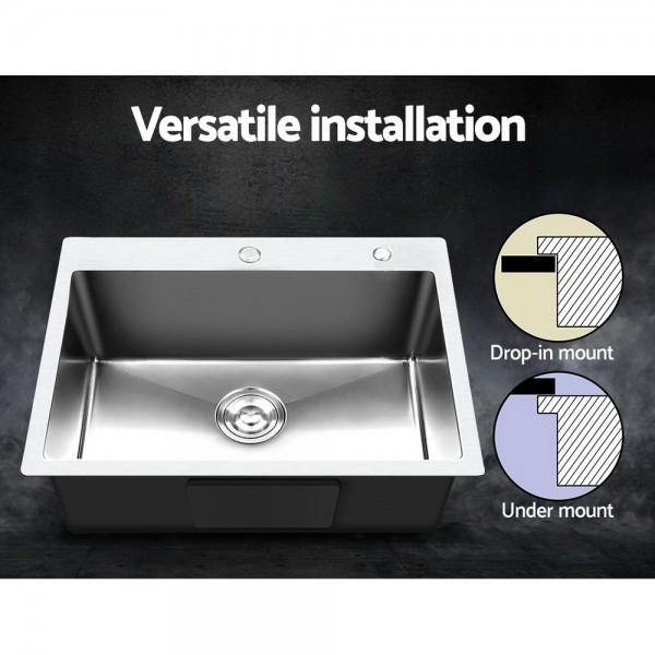 Cefito Stainless Steel Kitchen Sink 600x450MM SIngle Bowl Sinks Laundry ...
