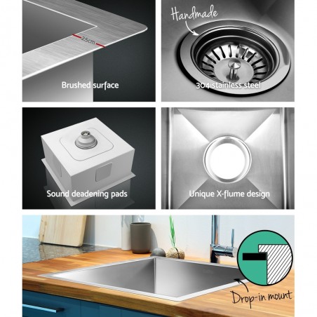 Cefito Kitchen Sink Stainless Steel Under or Topmount Handmade Laundry ...
