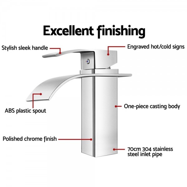 Cefito Mixer Tap Bathroom Taps Faucet Basin Sink Vanity Brass Chrome ...