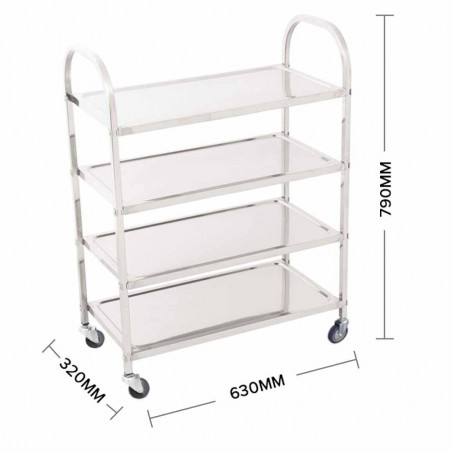 4 Tier 630 x 320 x 790 mm Stainless Steel Kitchen Dining Food Cart ...