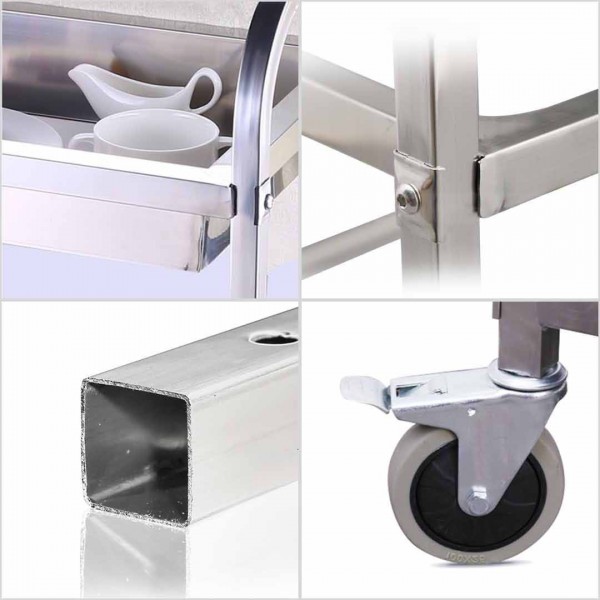 2 Tier 950 x 500 x 950 mm Stainless Steel Kitchen Trolley Bowl Collect ...
