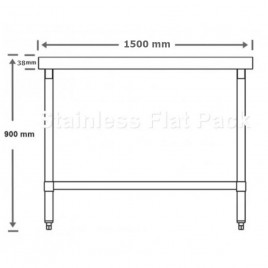 Stainless Steel Bench 1500 L x 700 D x 900 H mm