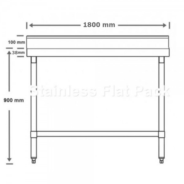 Stainless Steel Bench with Splashback 1500 L x 700 D x 900 H mm