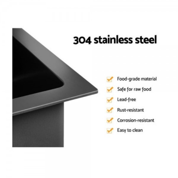 Black Stainless Steel Kitchen Sink - 600 x 450 mm