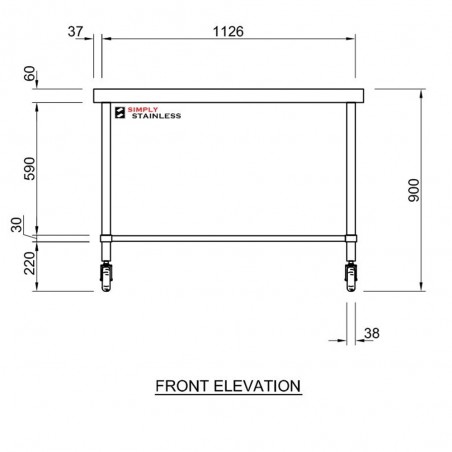 Stainless Steel Mobile Bench 1200 W x 600 D