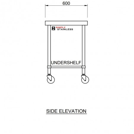 Stainless Steel Mobile Bench 600 W x 600 D