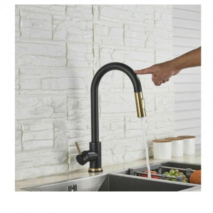 Kitchen Mixer Brushed Gold Pull Out Spray