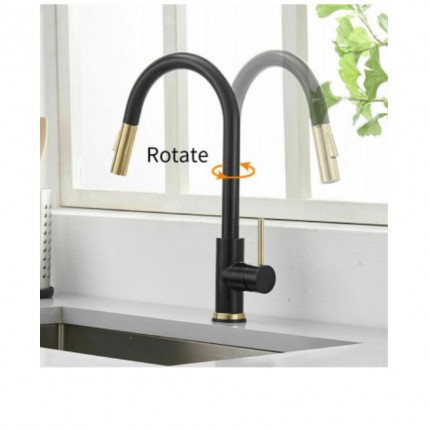 Kitchen Mixer Brushed Gold Pull Out Spray