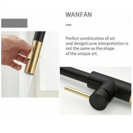 Kitchen Mixer Brushed Gold Pull Out Spray