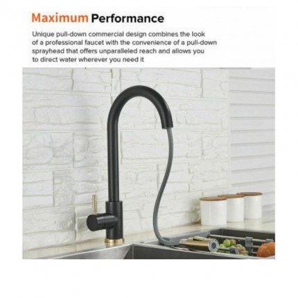 Kitchen Mixer Brushed Gold Pull Out Spray