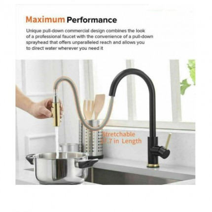 Kitchen Mixer Brushed Gold Pull Out Spray