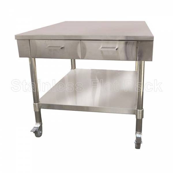 Mobile Stainless Steel Bench With 2 Drawers