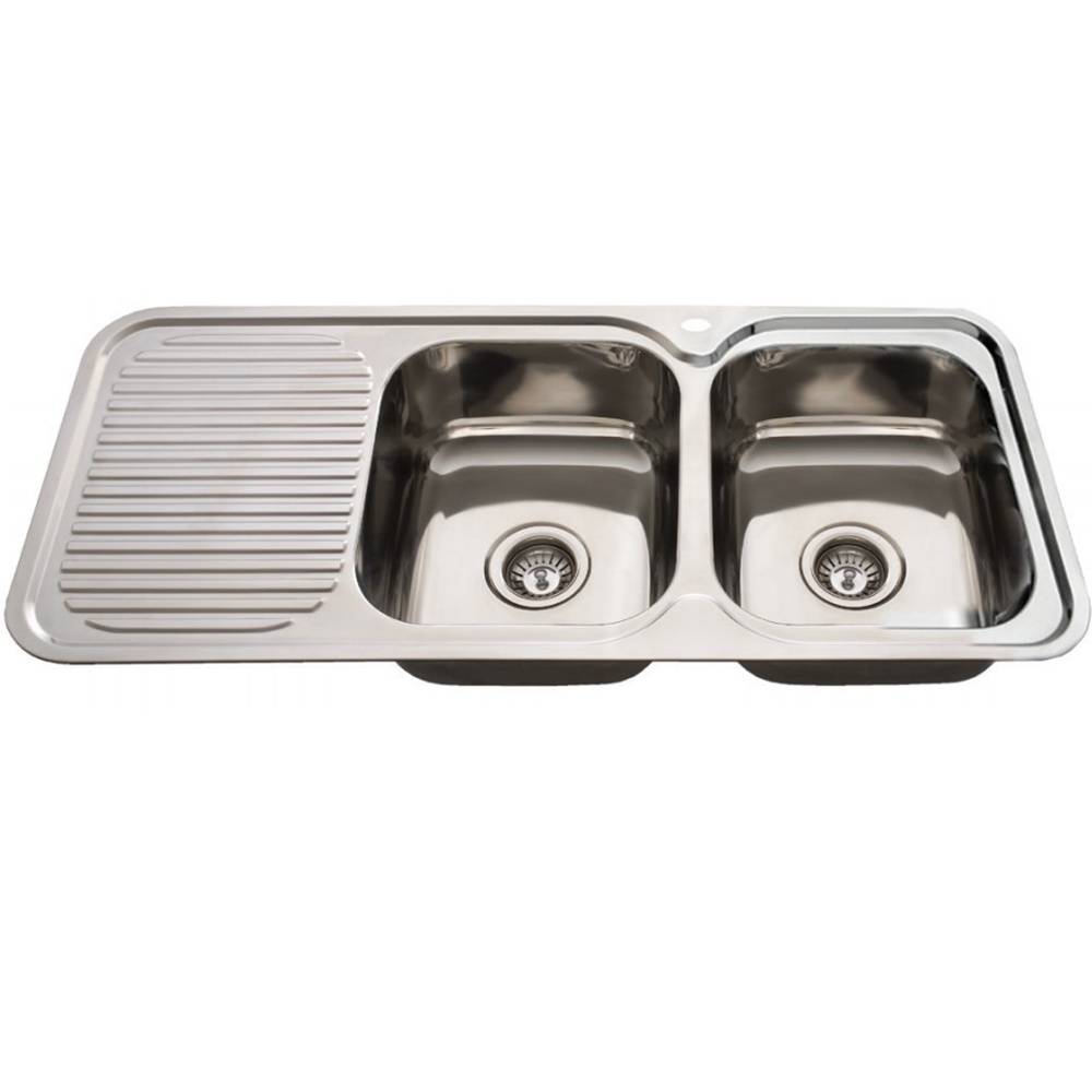 Kitchen Sink with Right Double Bowls with Two Drainers