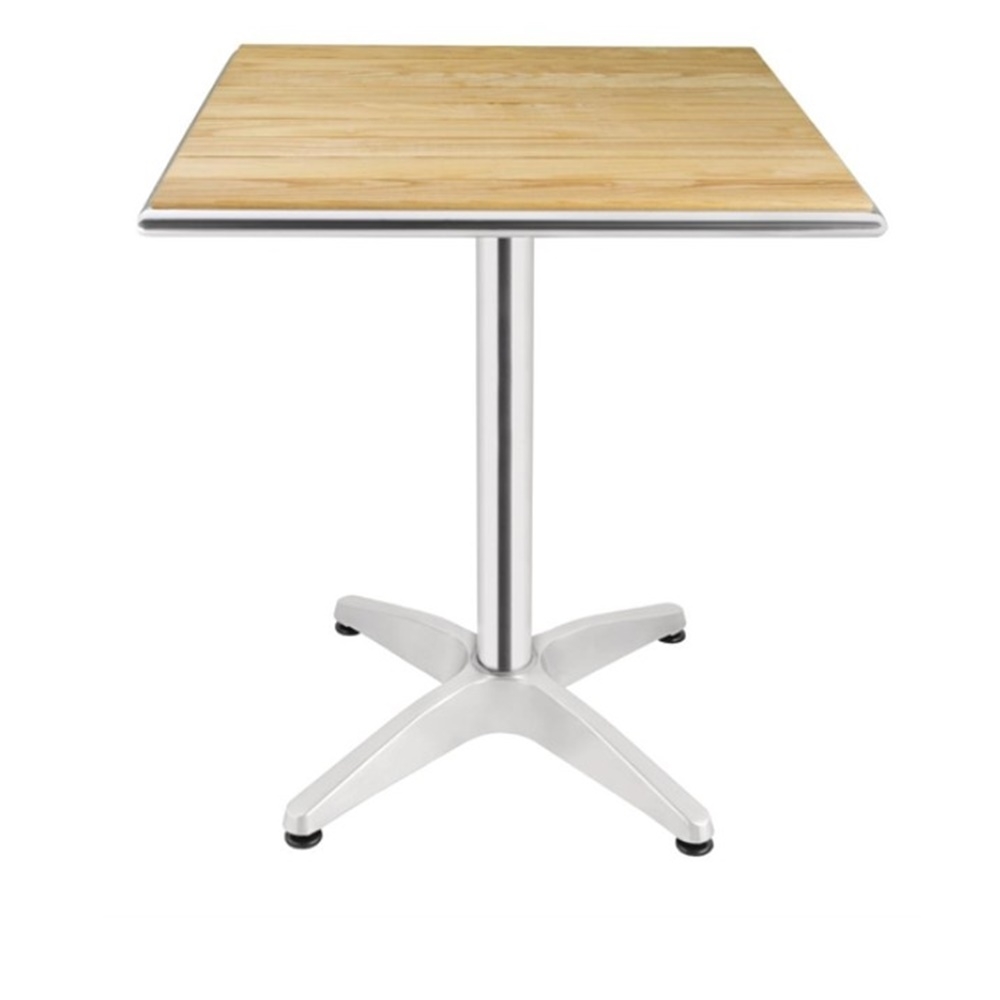 cafe table square with ashwood top and aluminium base