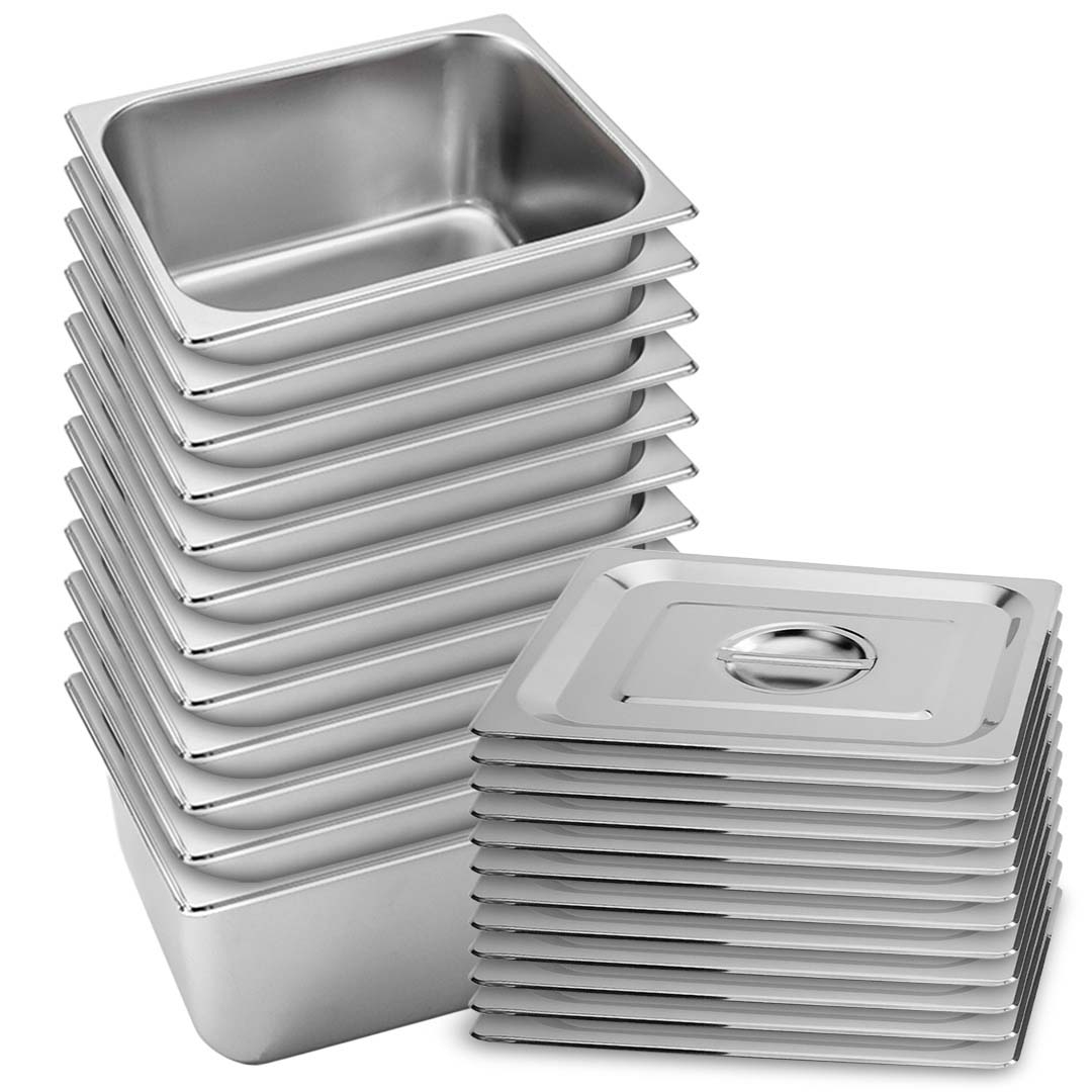 12 x Gastronorm GN Pan Full Size 1/2 GN Pan 200 mm Deep Stainless Steel ...