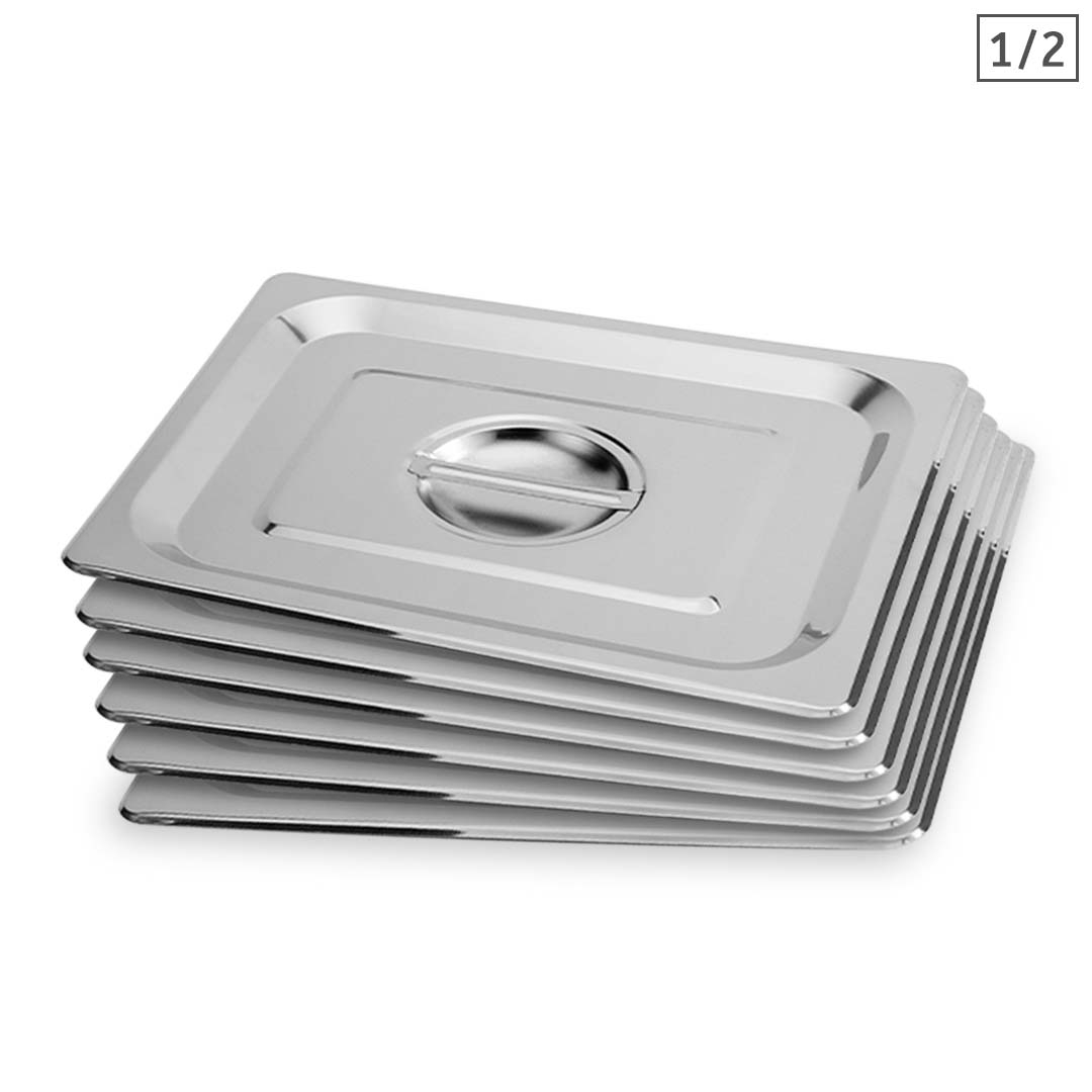 6 x Gastronorm GN Pan Lid Full Size 1/2 Stainless Steel Tray Top Cover ...
